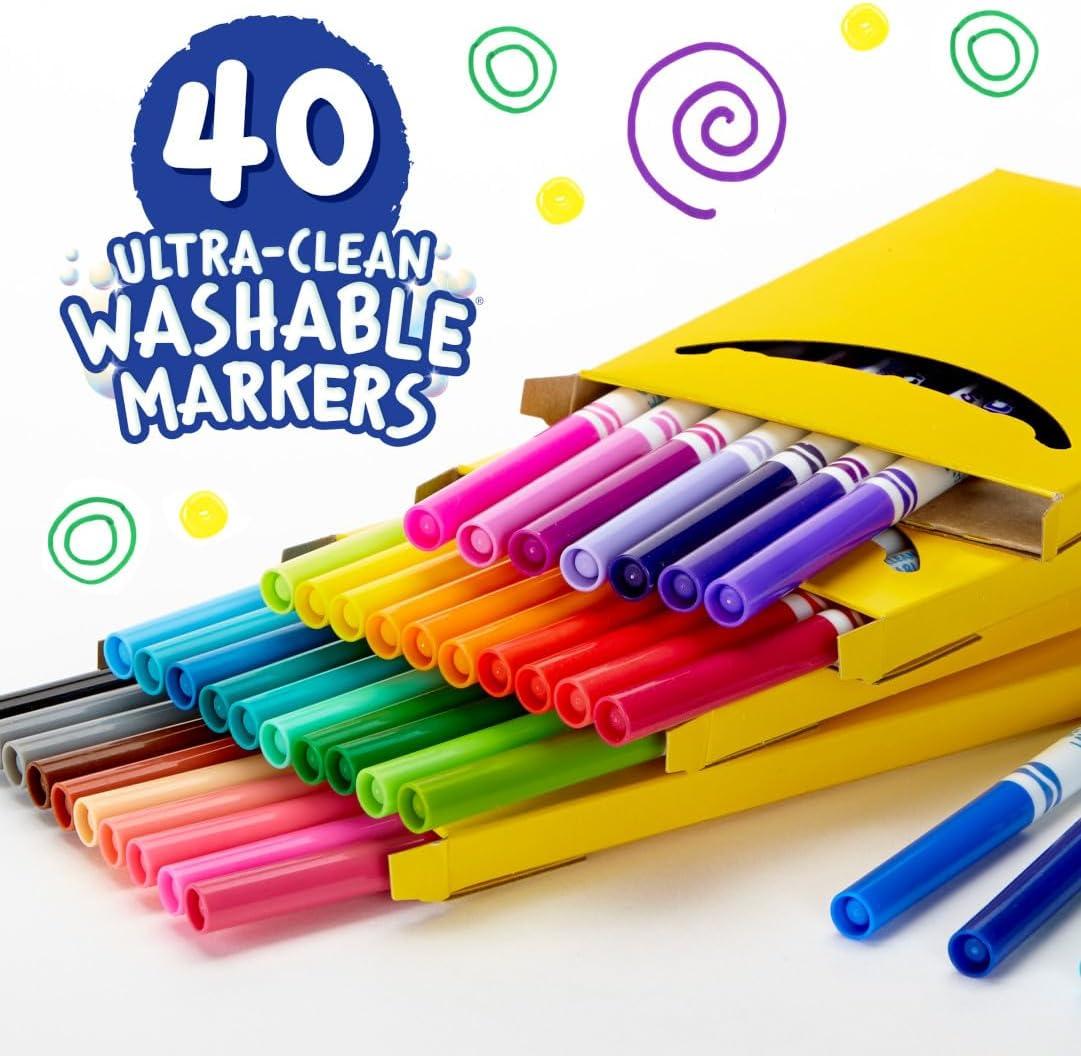 Crayola Ultra Clean Fine Line Washable Markers (40ct), Colored Markers ...
